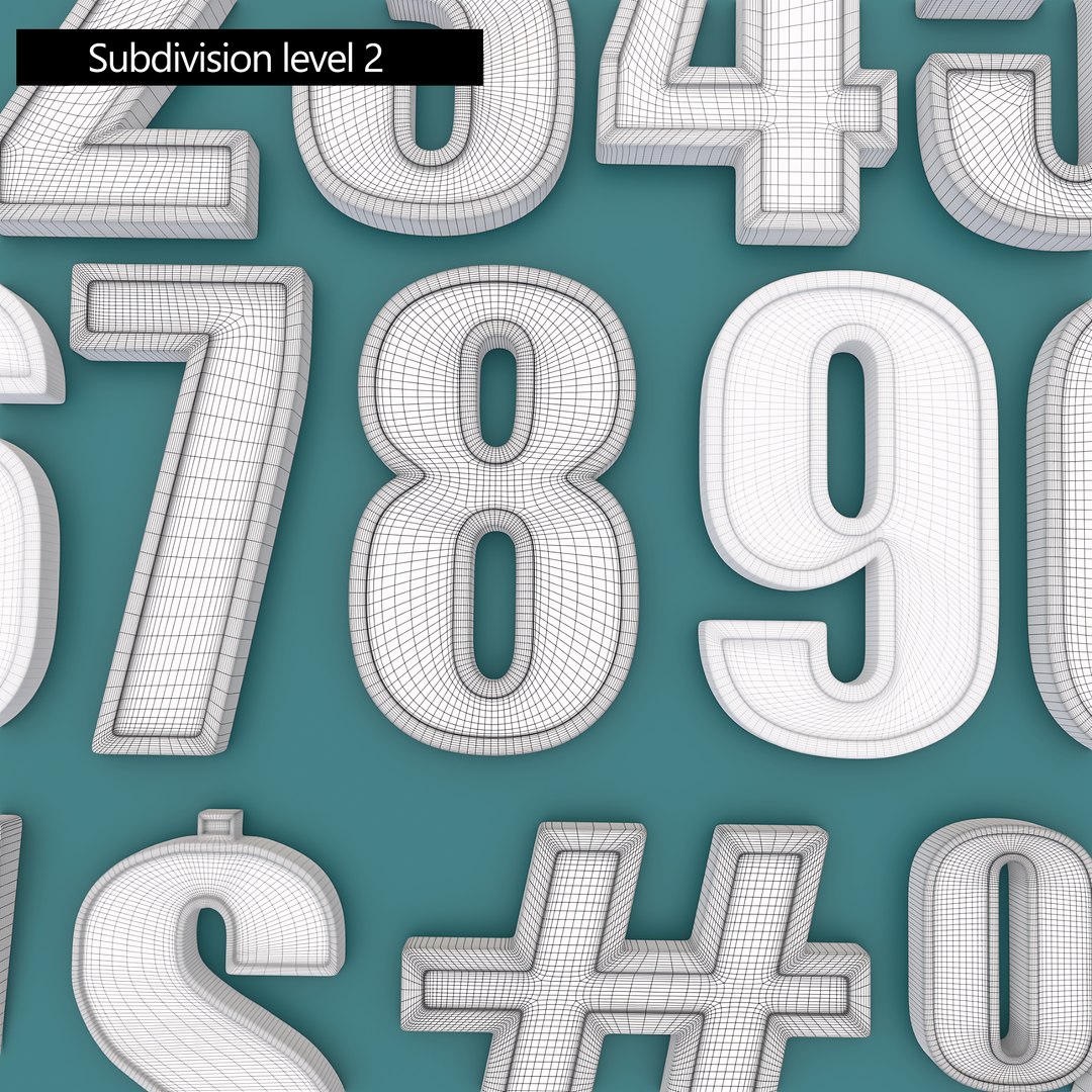 Set Of Numbers From 0 To 9 And Symbols Model - TurboSquid 2002795
