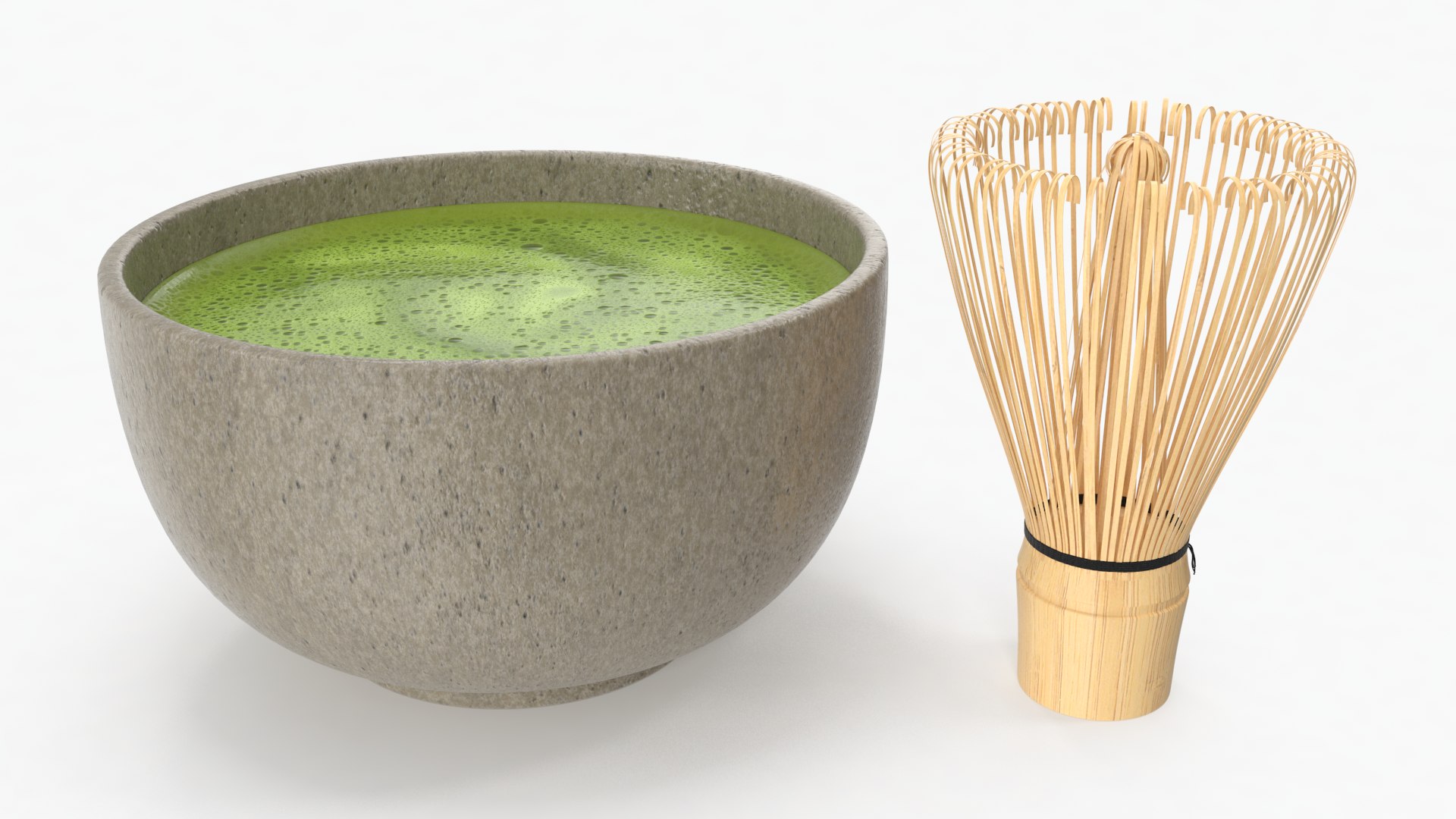 3D Matcha Tea Cup With Whisk - TurboSquid 2128914