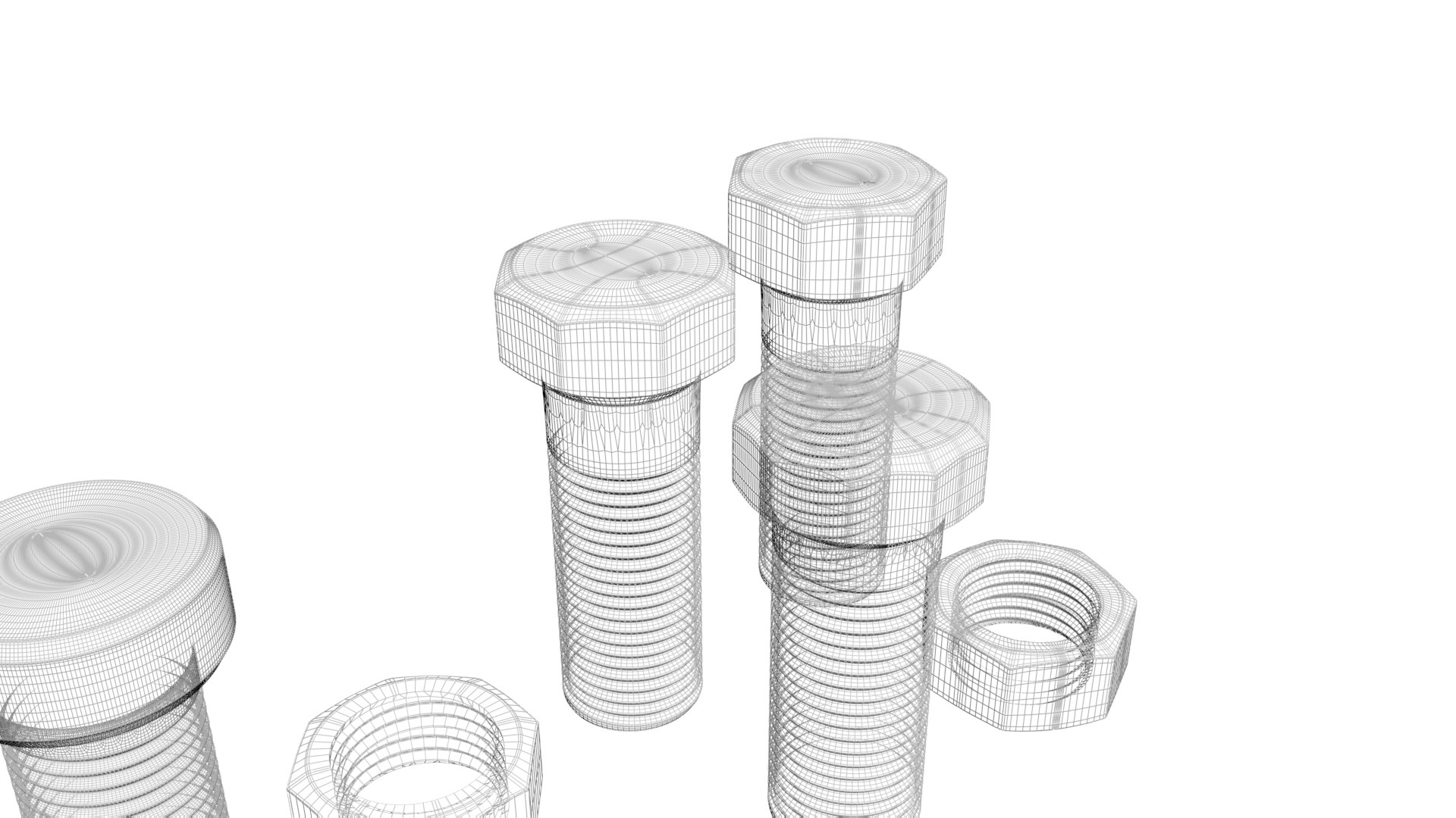 3D Bolts and Nuts Set - TurboSquid 1722964