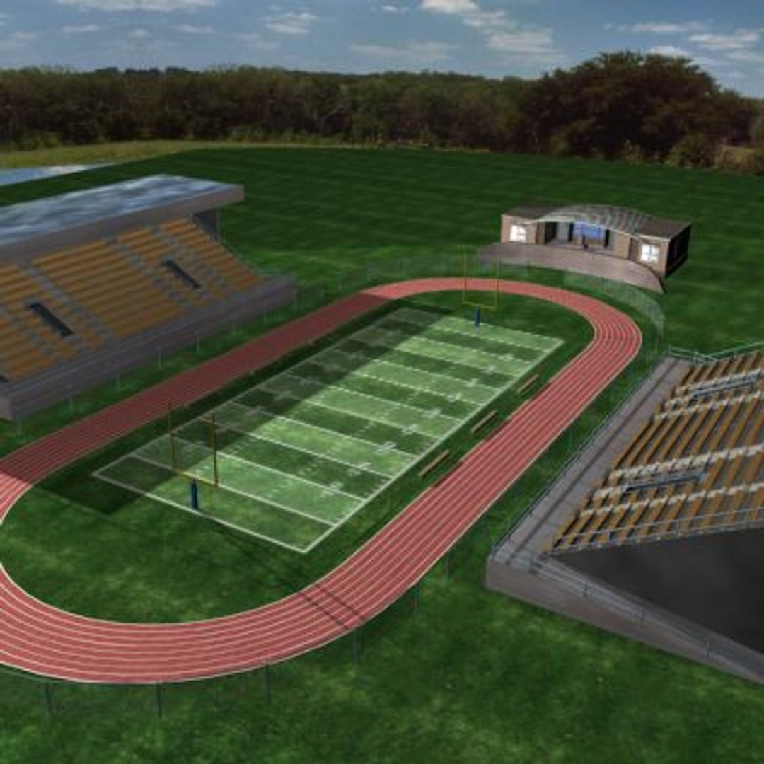 school football stadium track 3d model