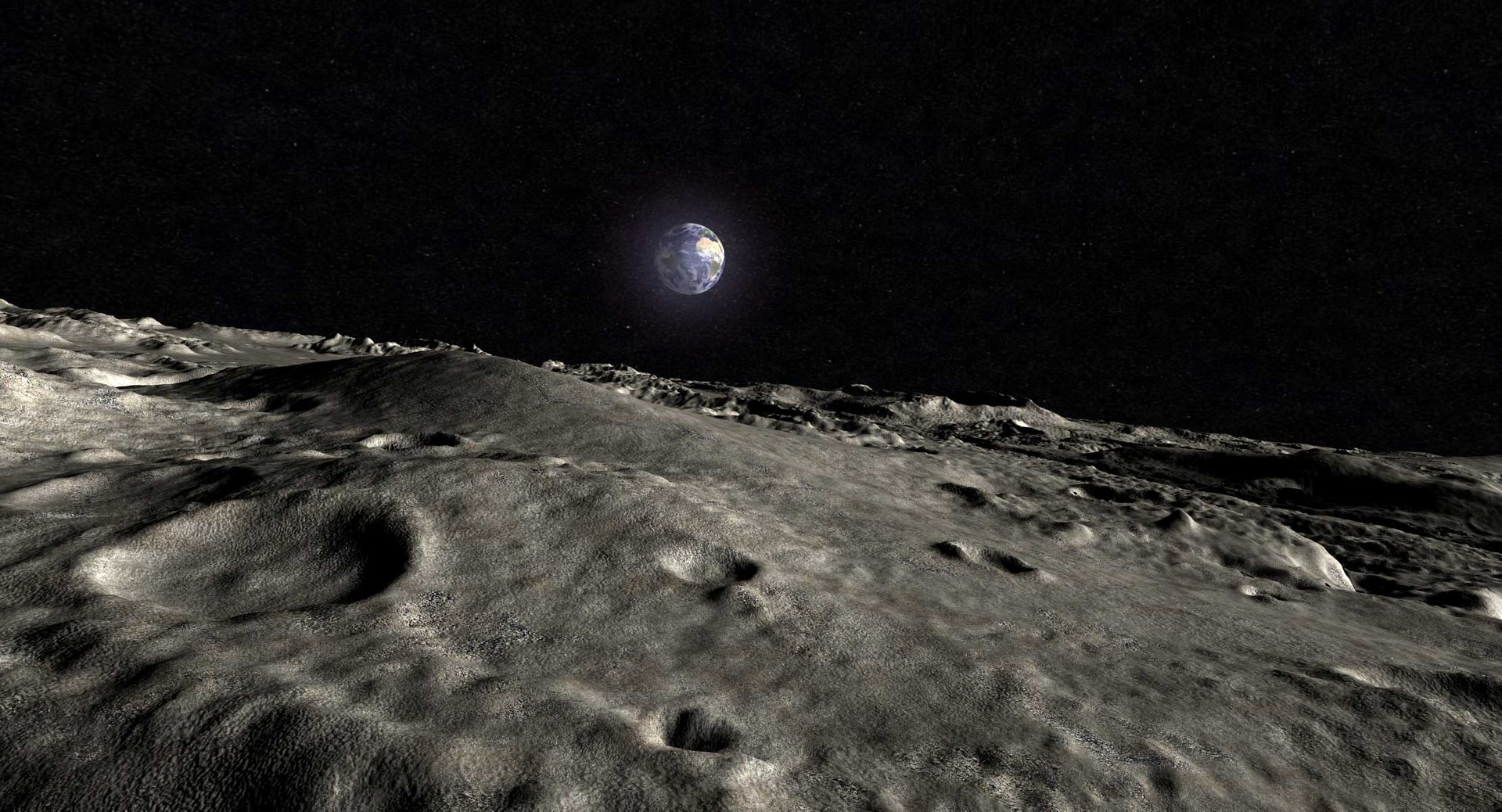 3d Scene Moon Surface Landscape Model