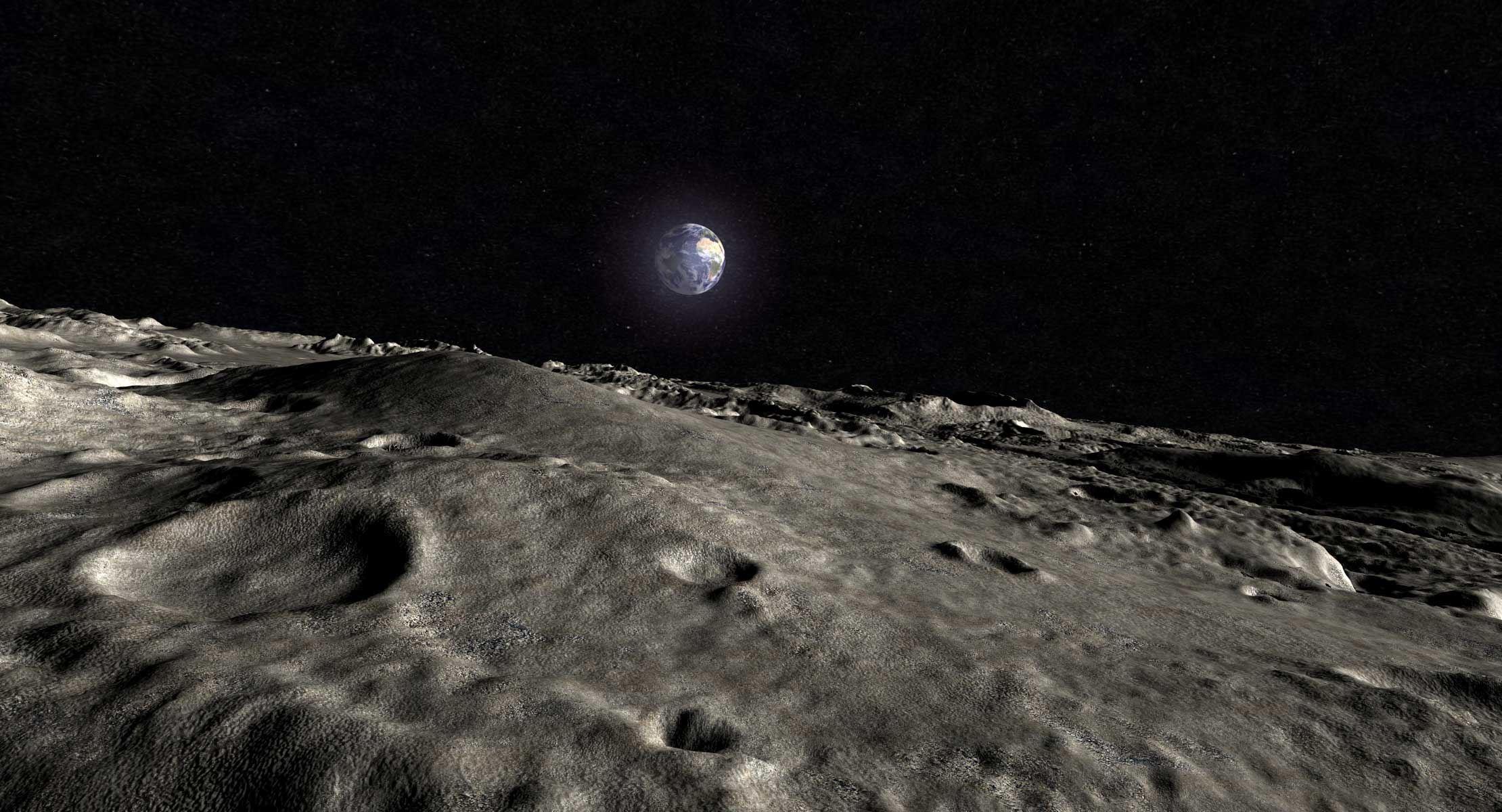 3d scene moon surface landscape model