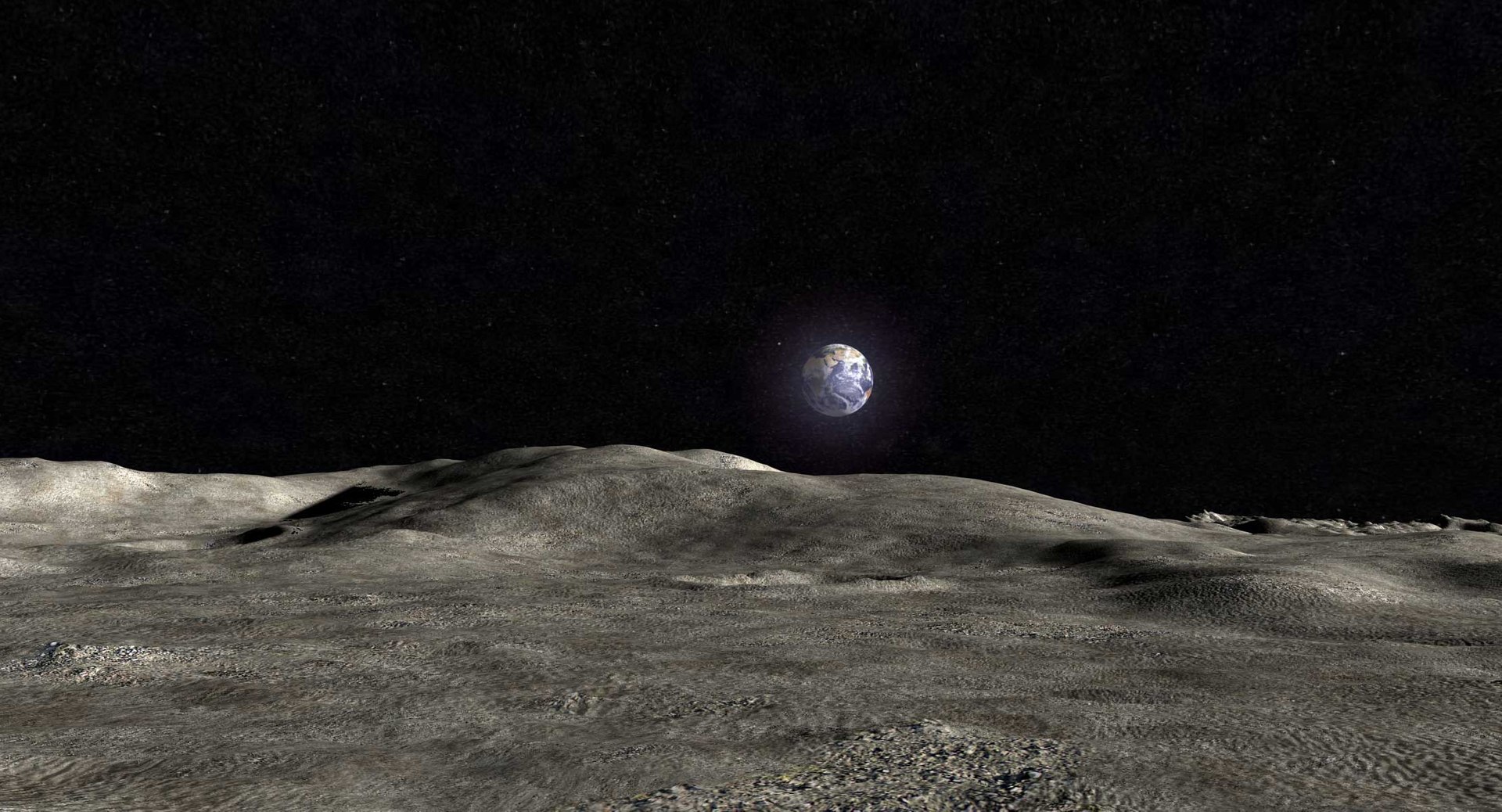 3d Scene Moon Surface Landscape Model