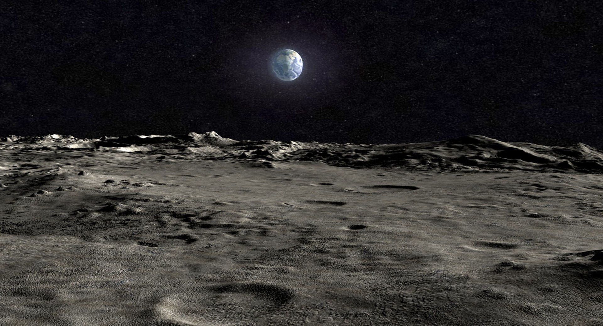 3d Scene Moon Surface Landscape Model