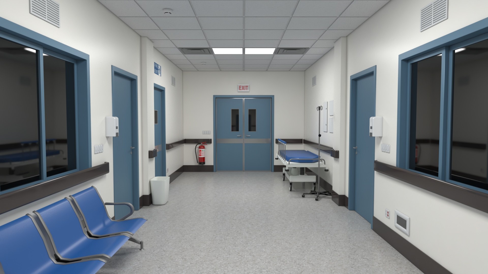 Modular Hospital Corridor 3D Model - TurboSquid 2440738