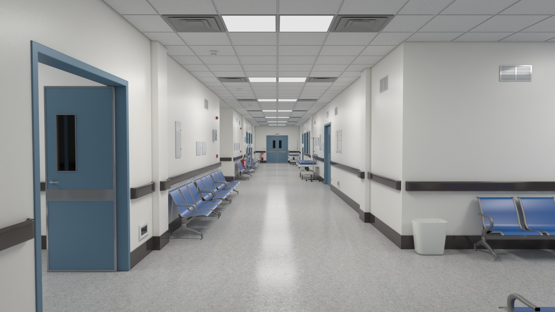 Modular Hospital Corridor 3D Model - TurboSquid 2440738