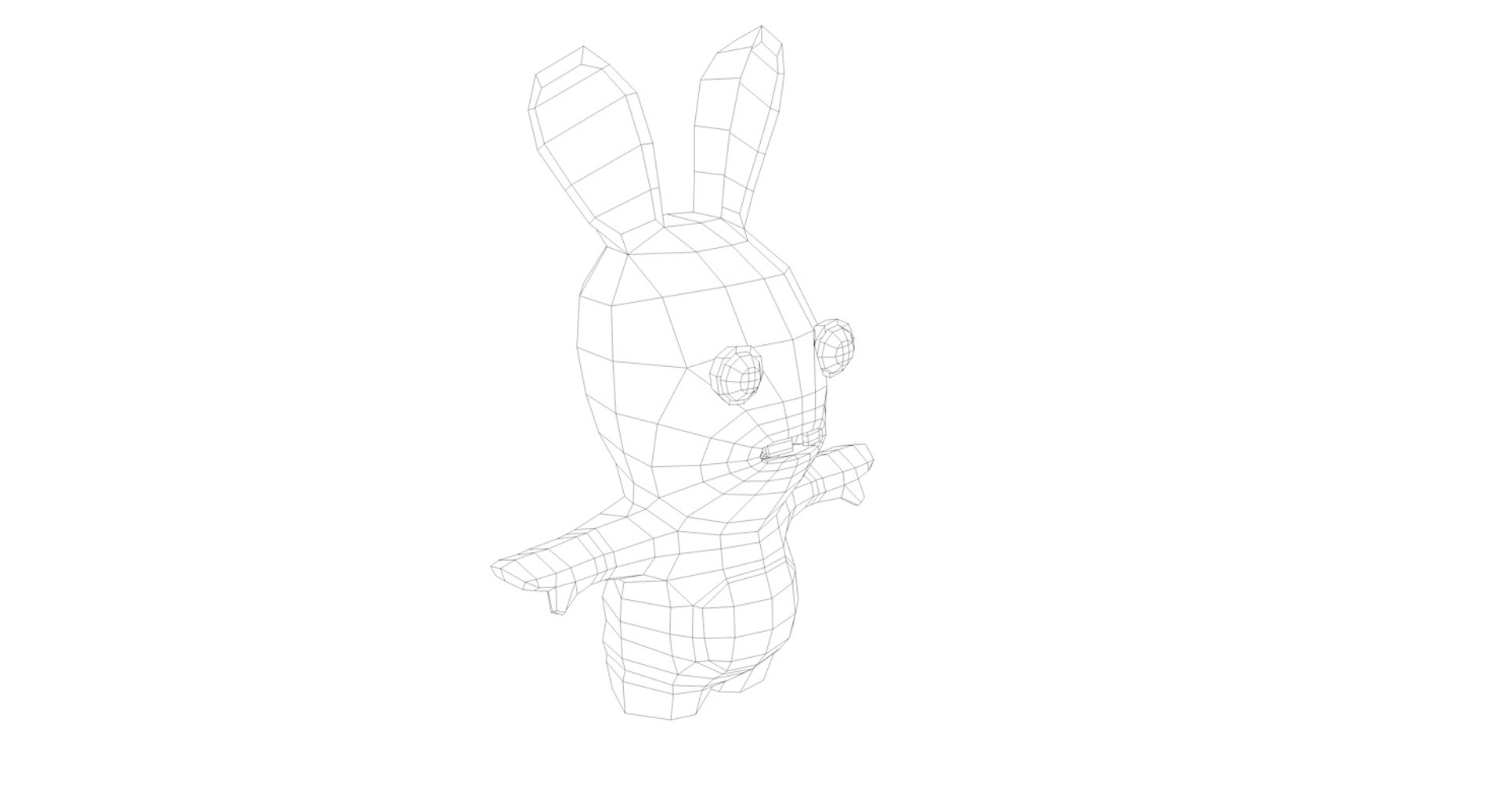 Rabbid Cartoon 3d Model