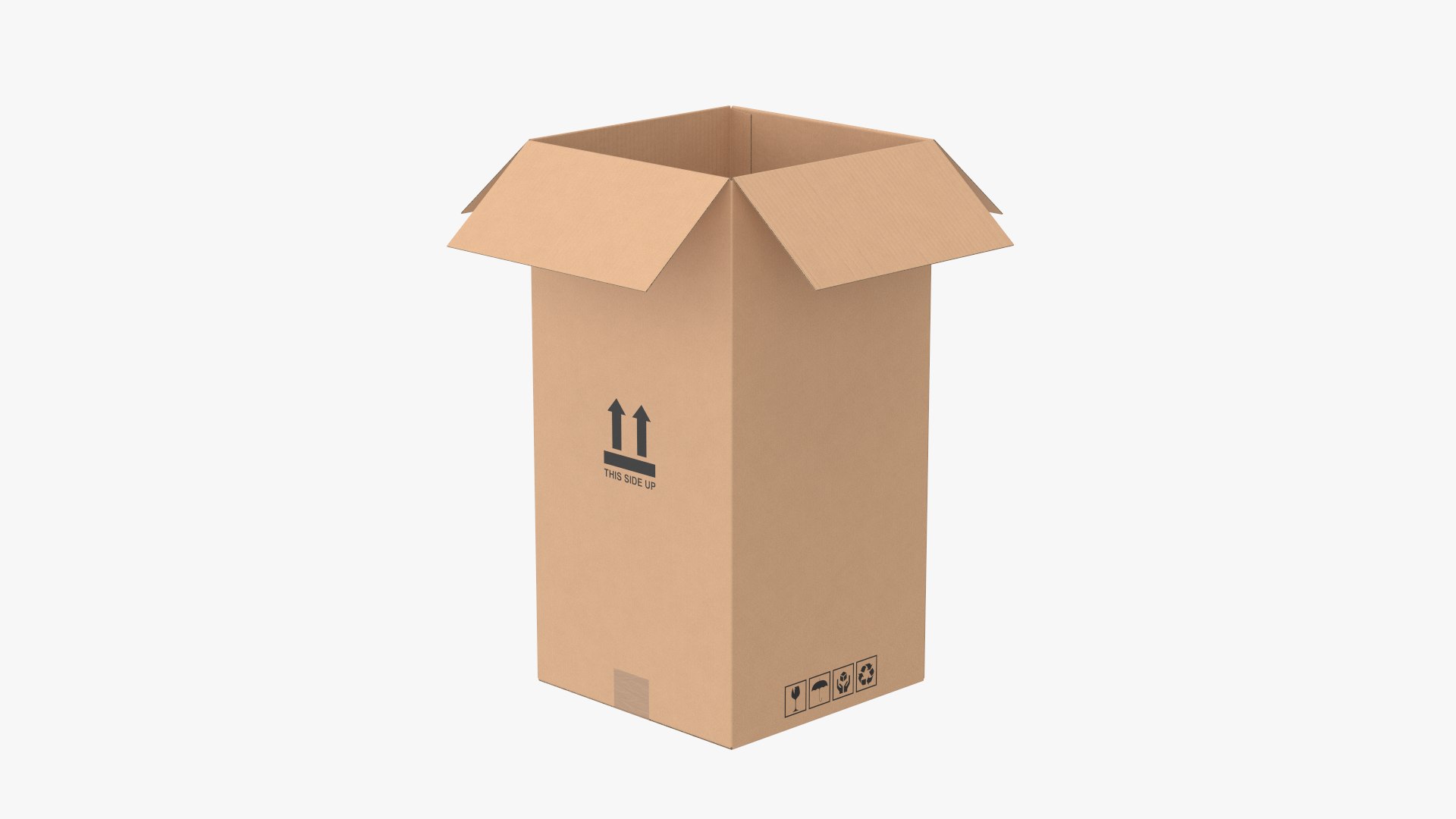 3D Cardboard Box 50x50x100 Open - TurboSquid 2509251