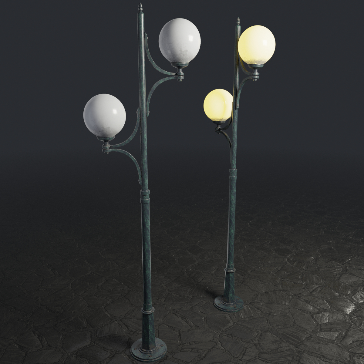 3D Set of Spherical Street Lamps model - TurboSquid 1960485