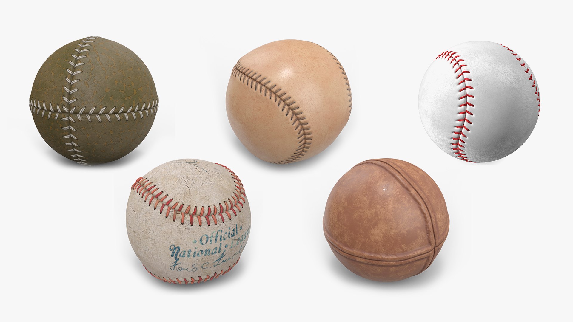 3D Vintage Baseball Balls Collection 3 - TurboSquid 2139311