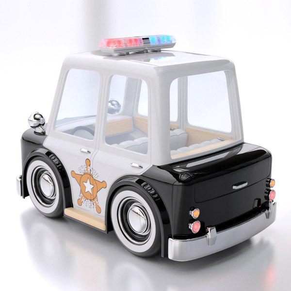 cartoon police car interior 3d model