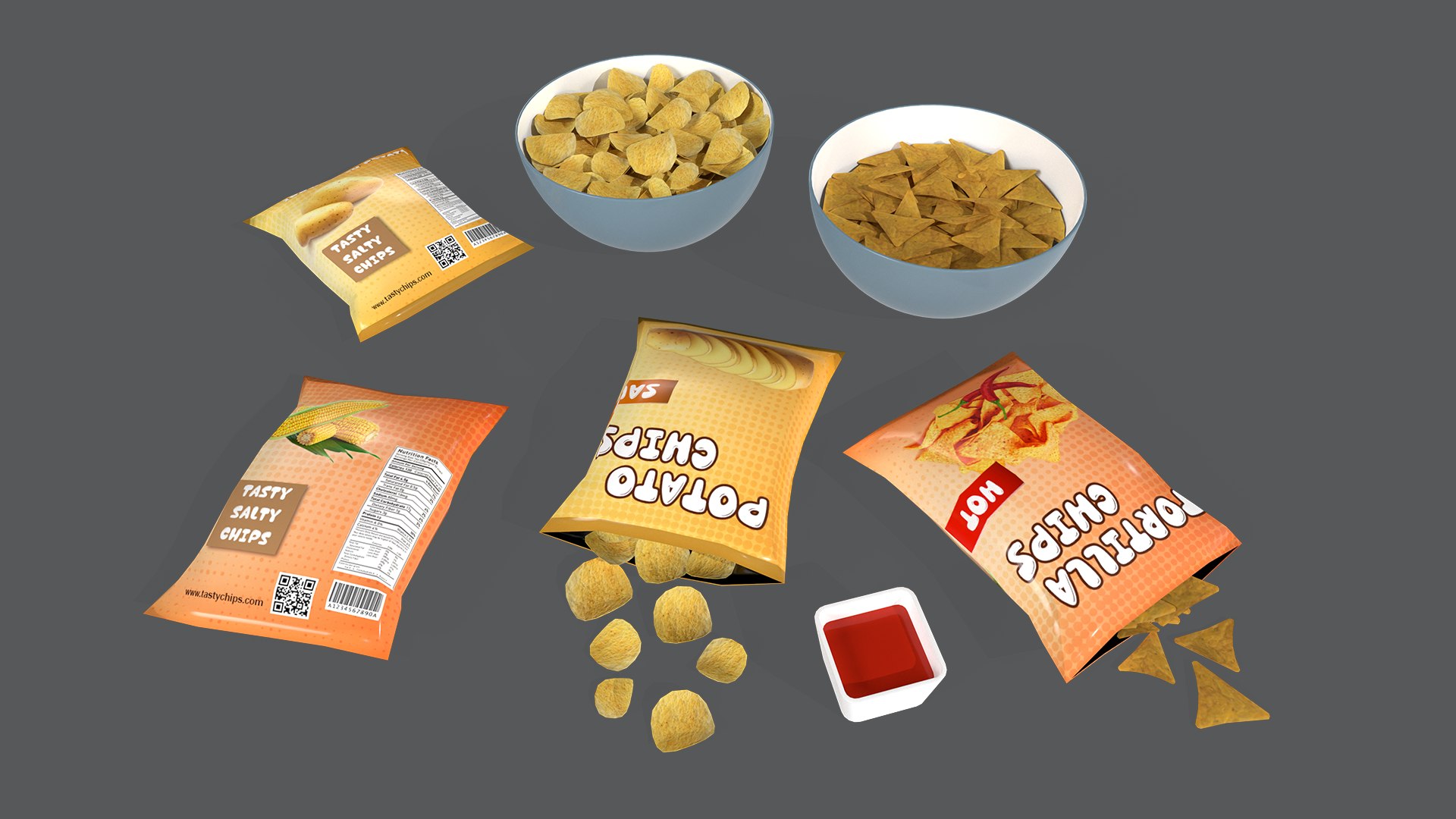 3D Lowpoly Chips Pack - TurboSquid 2177426