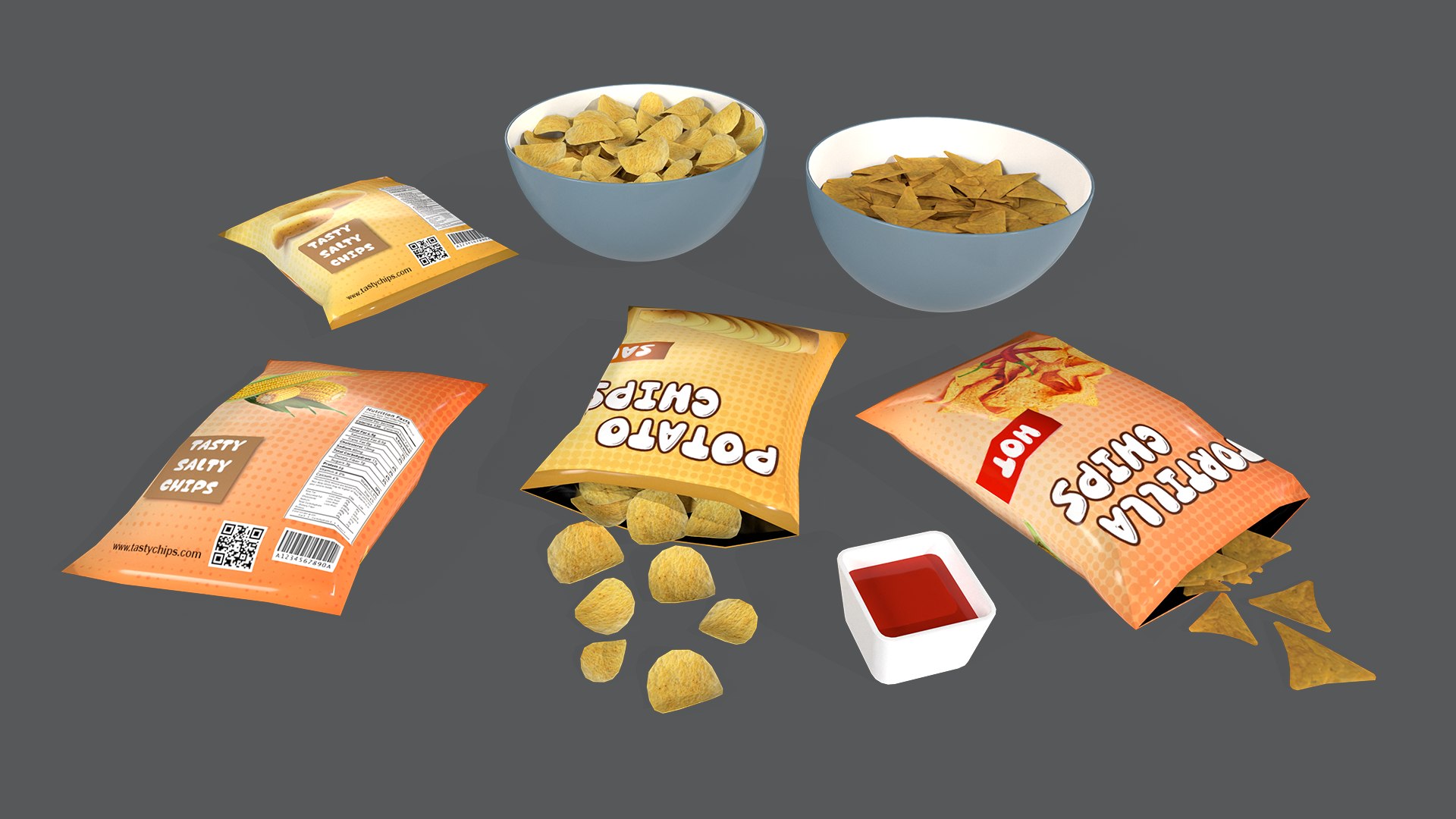3D Lowpoly Chips Pack - TurboSquid 2177426