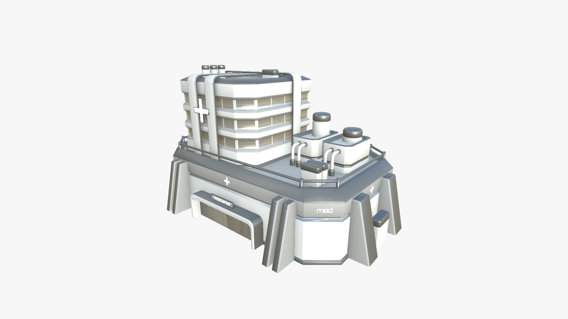 SciFi Hospital A02 White Gray - Sci Fi Exterior Design 3D - TurboSquid ...