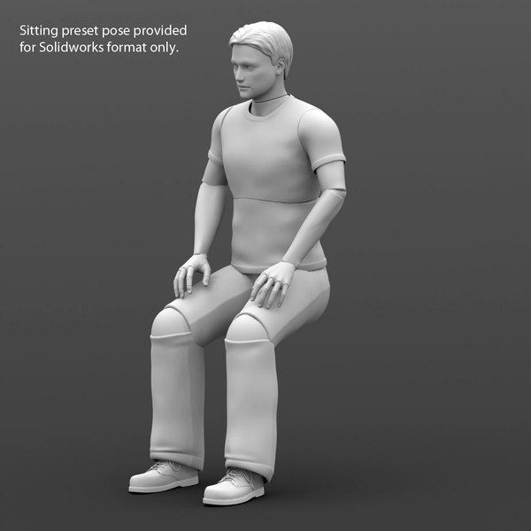 3d poseable male solidworks cad