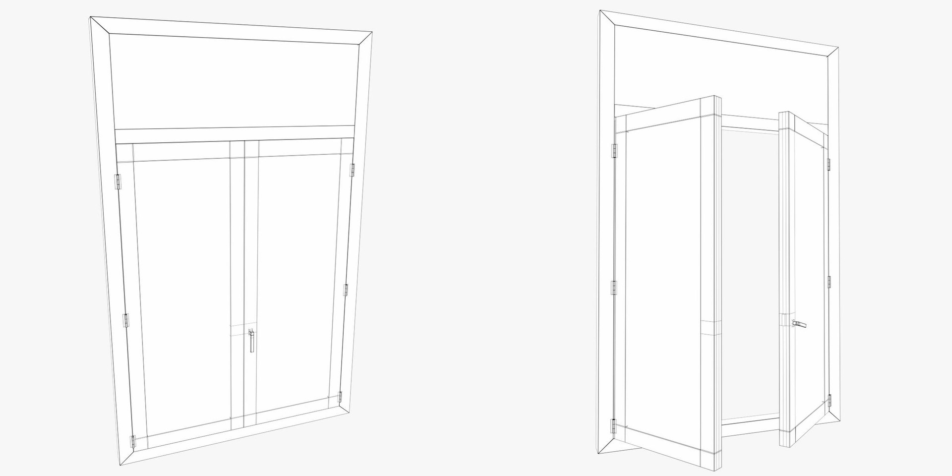 Double Window With Transom Model - TurboSquid 2215800
