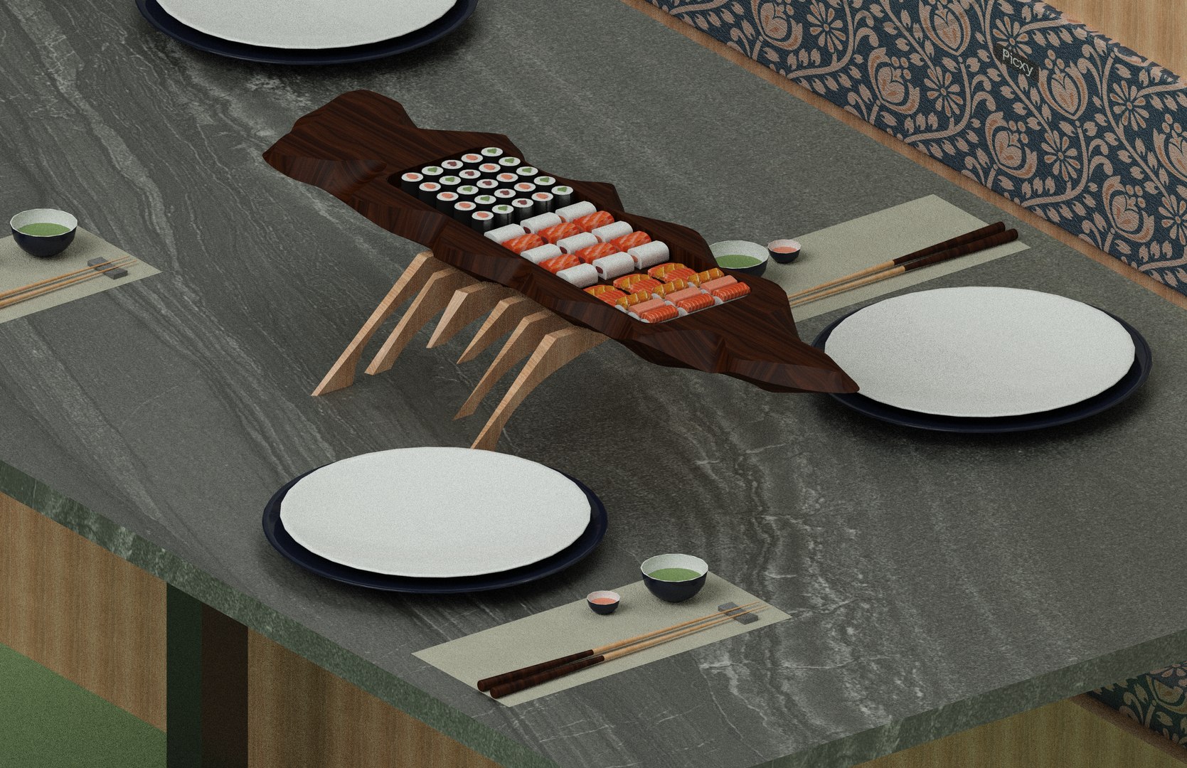 3D Sushi And Chopstick Model - TurboSquid 2187347