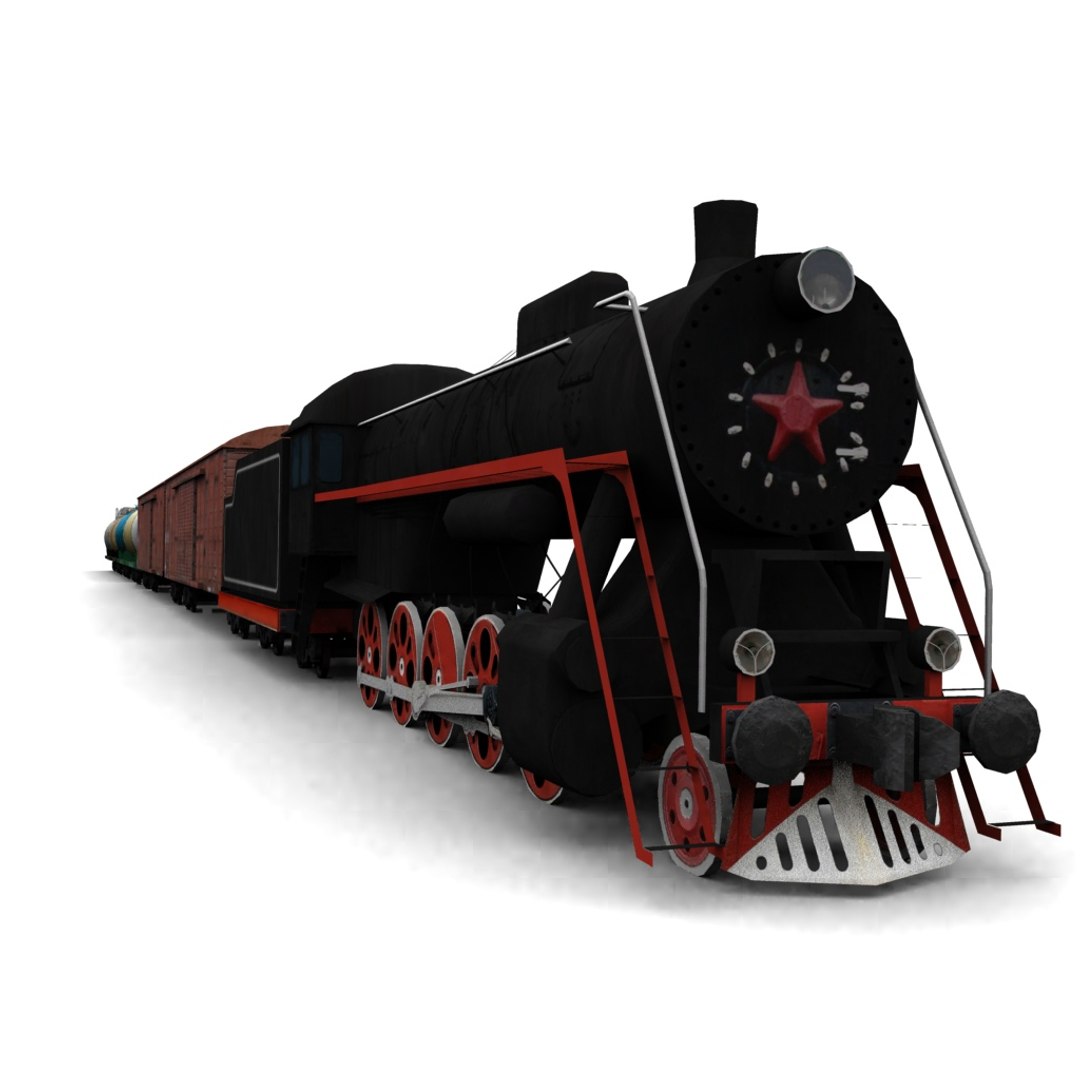3d Low-poly Steam Locomotive L Model