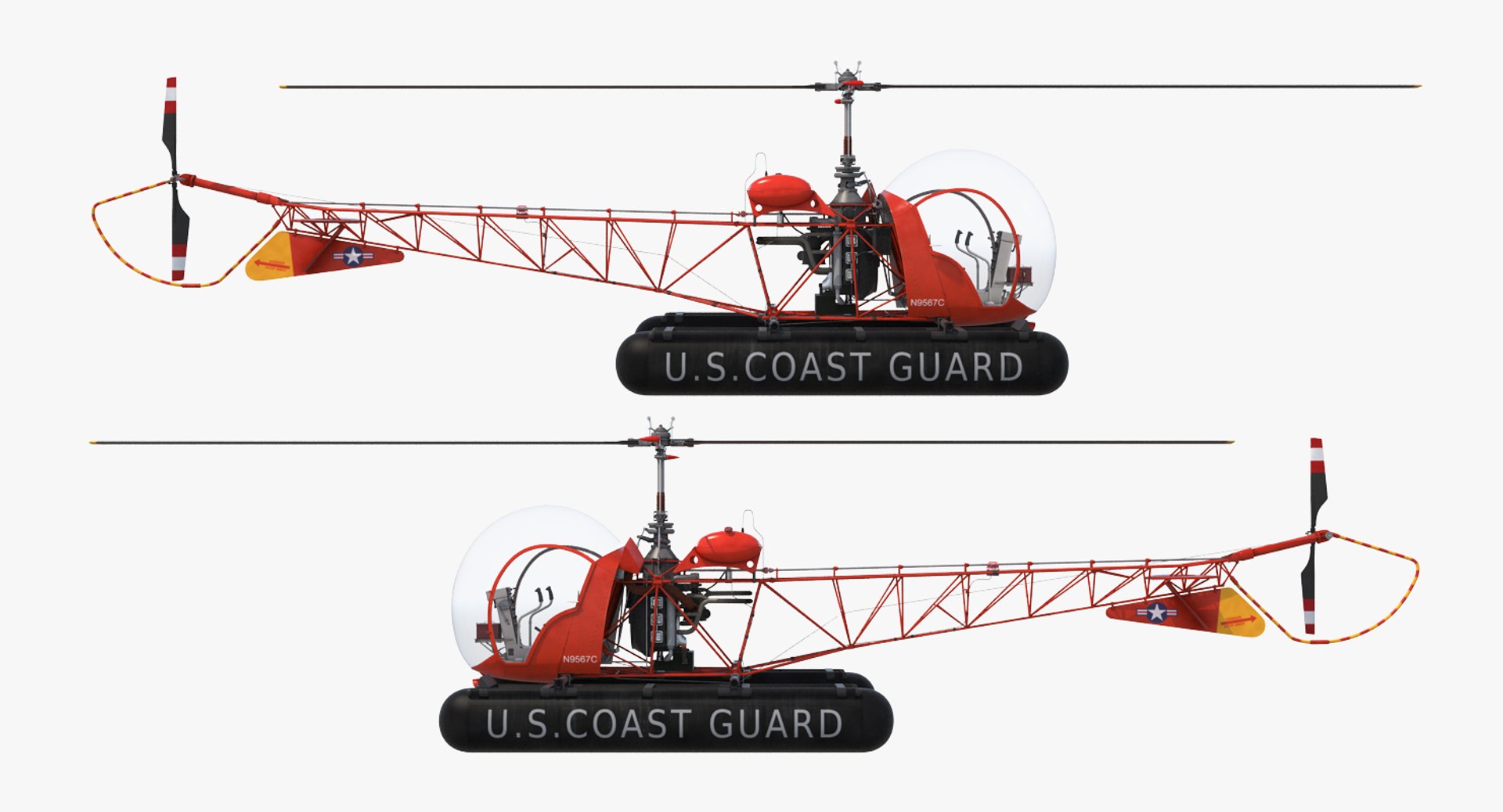 Bell 47 Floats Uscg 3d Max