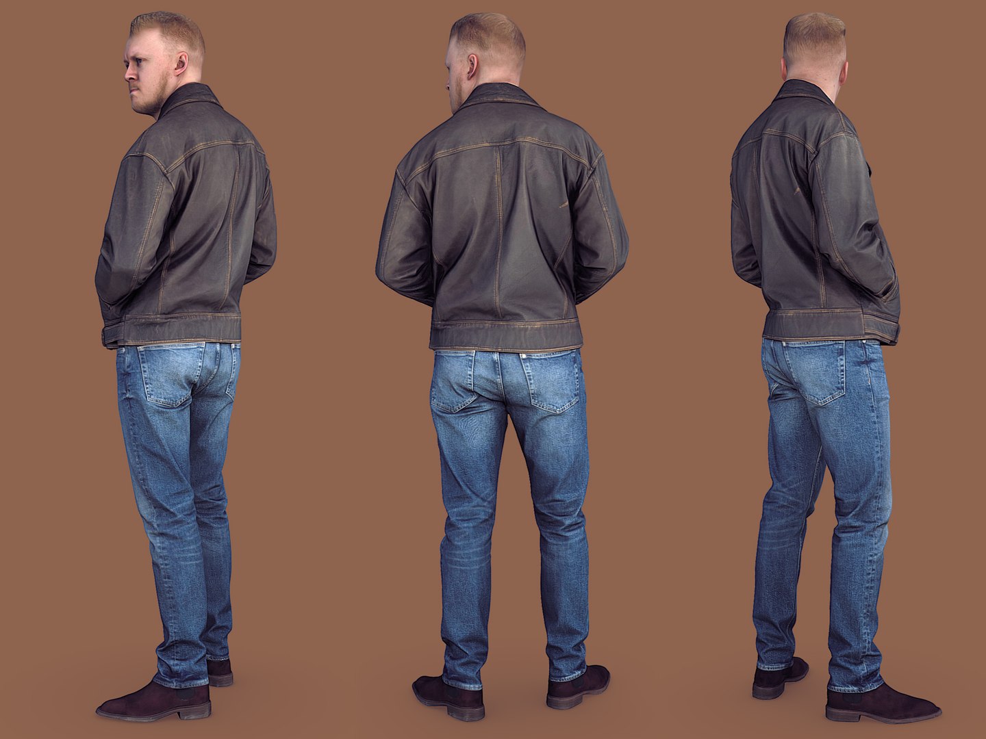 3D Handsome Man In A Leather Jacket - TurboSquid 1846460