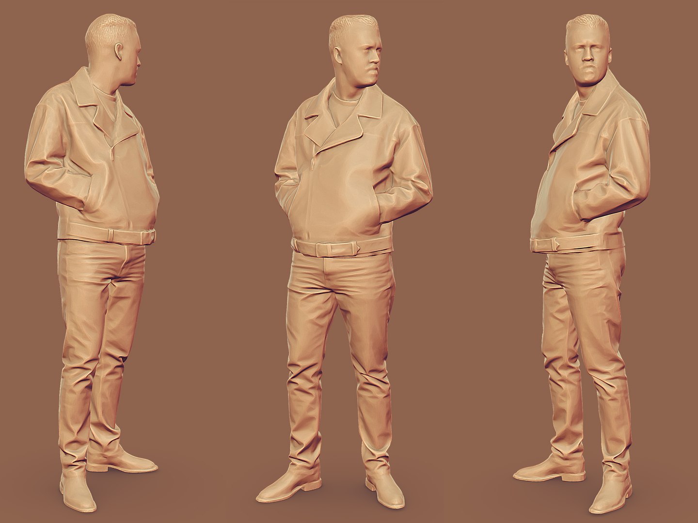 3D Handsome Man In A Leather Jacket - TurboSquid 1846460