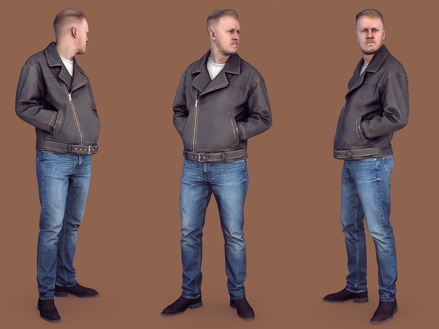 3D Handsome Man In A Leather Jacket - TurboSquid 1846460
