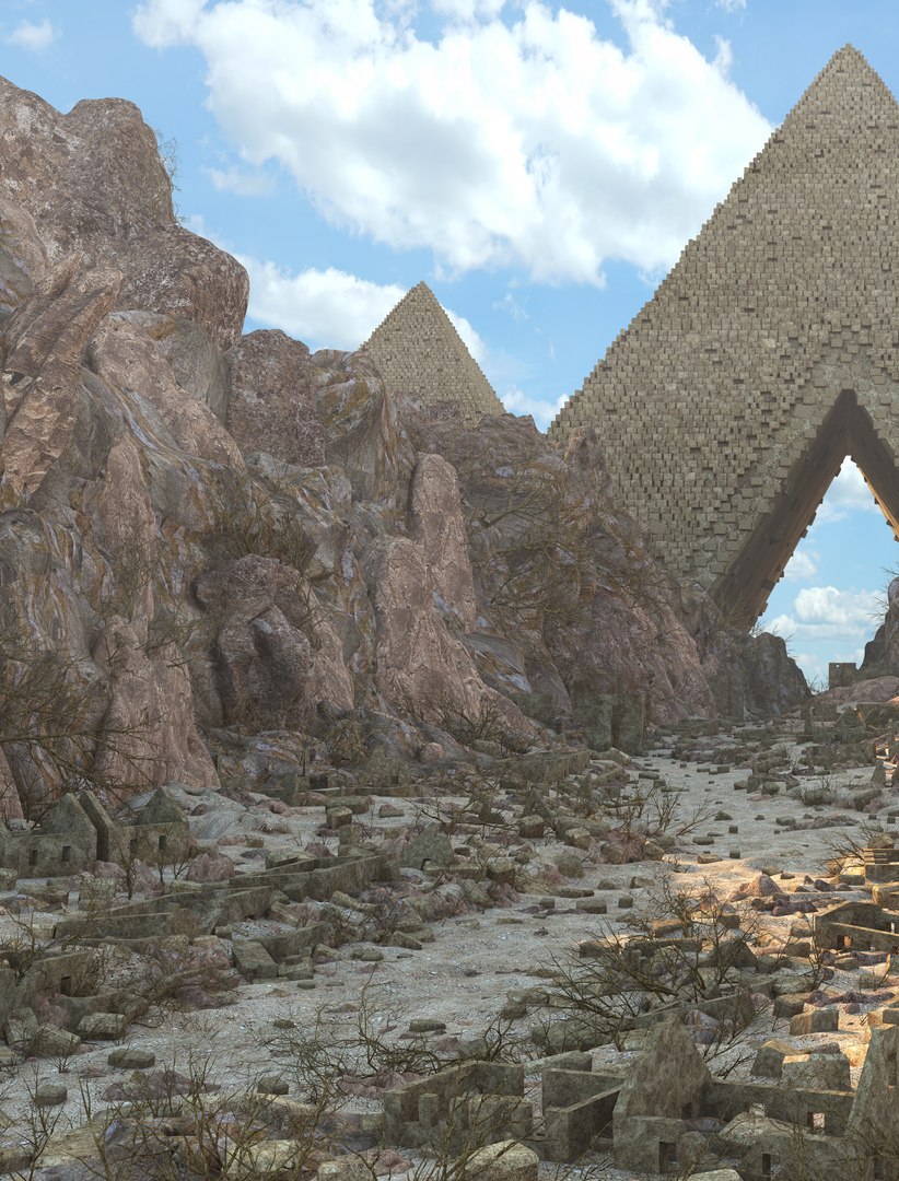Scifi City Ruins Pyramids Environment 3D Model - TurboSquid 1811015