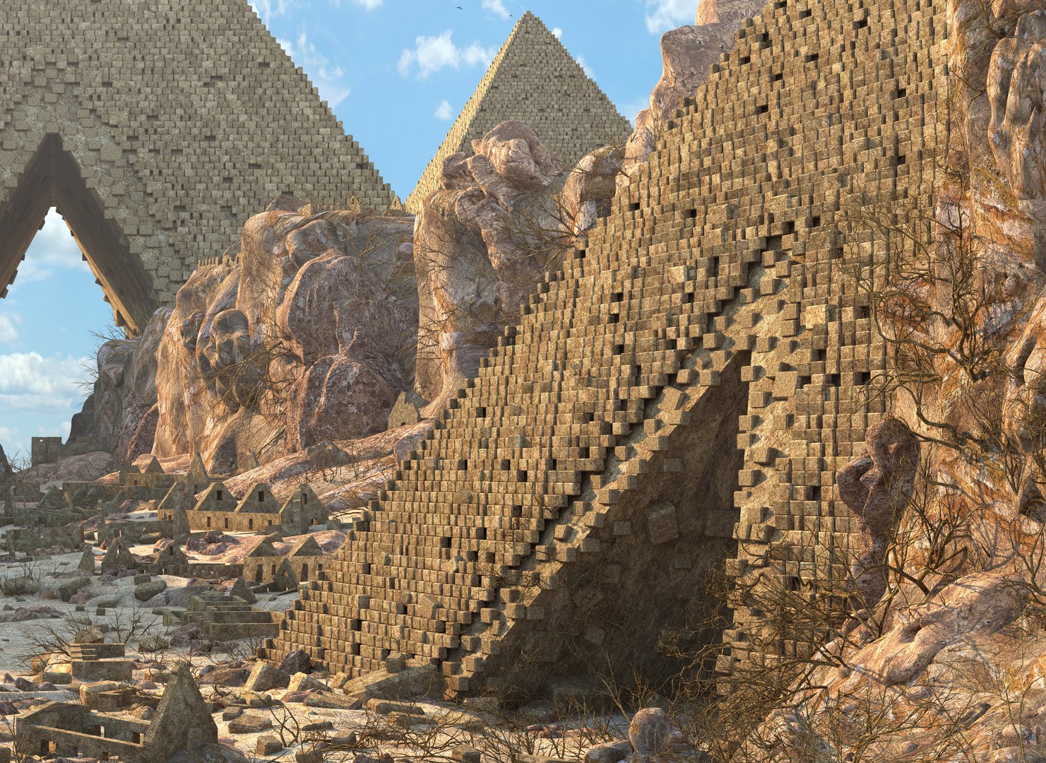 Scifi City Ruins Pyramids Environment 3D Model - TurboSquid 1811015