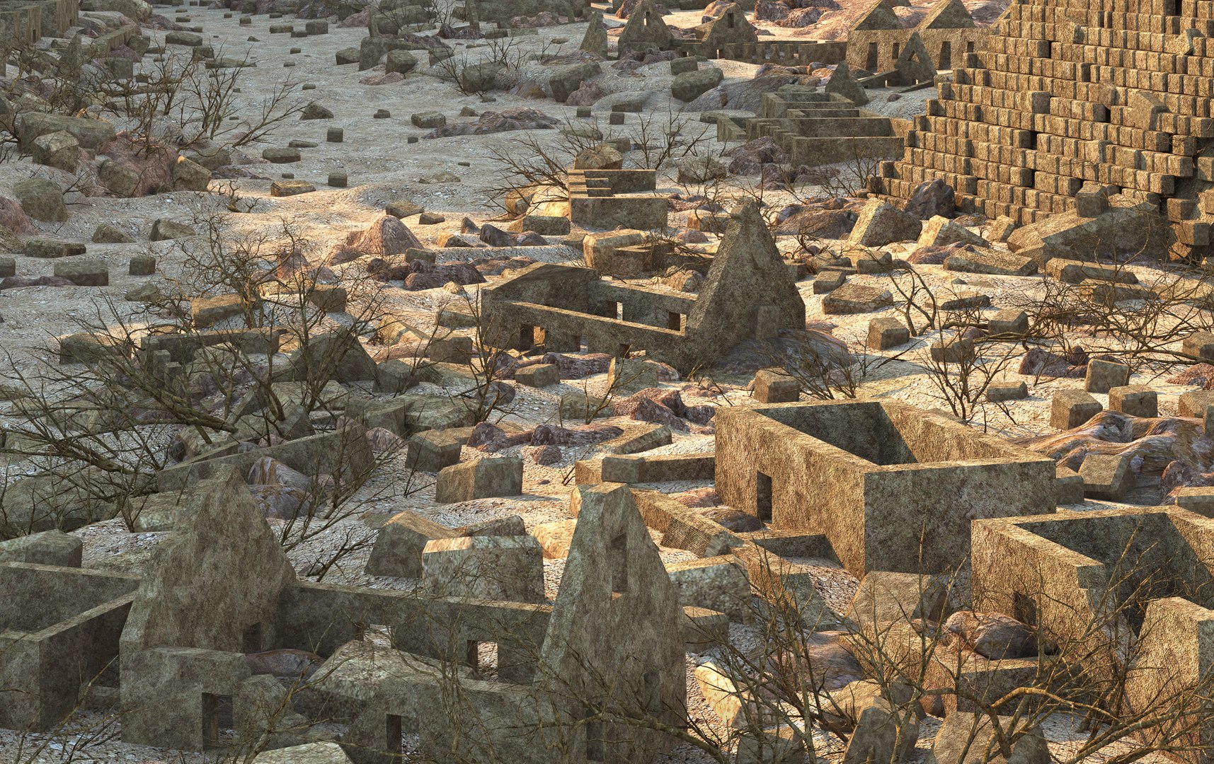 Scifi City Ruins Pyramids Environment 3D Model - TurboSquid 1811015