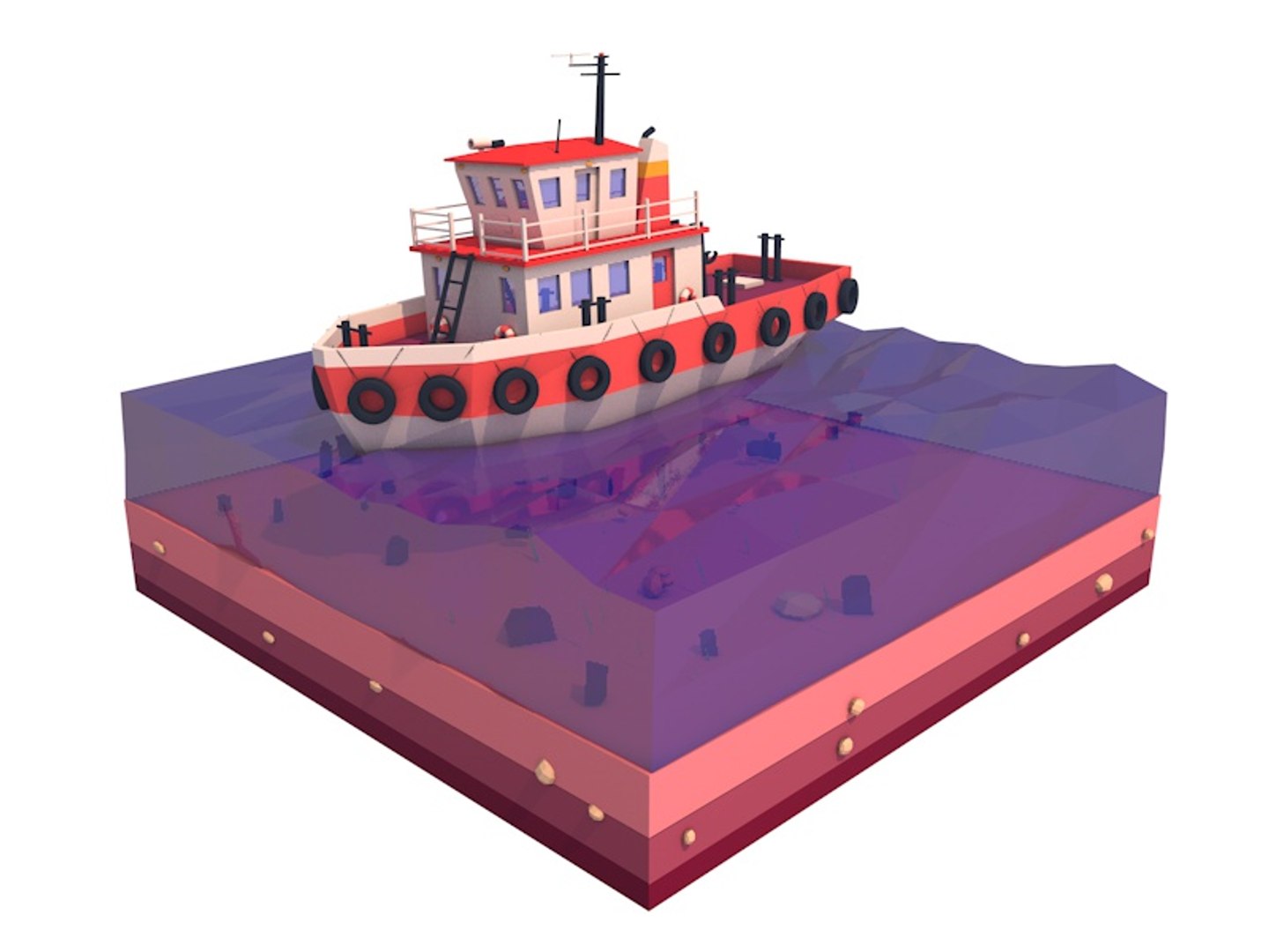 Free 3D Cartoon Tugboat Illustration - TurboSquid 1403550