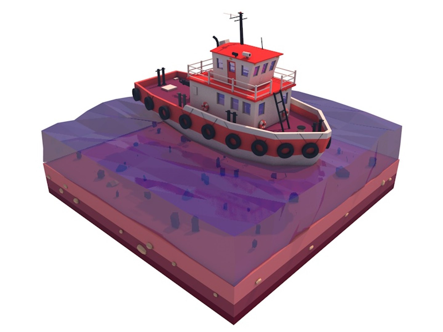 Free 3D Cartoon Tugboat Illustration - TurboSquid 1403550
