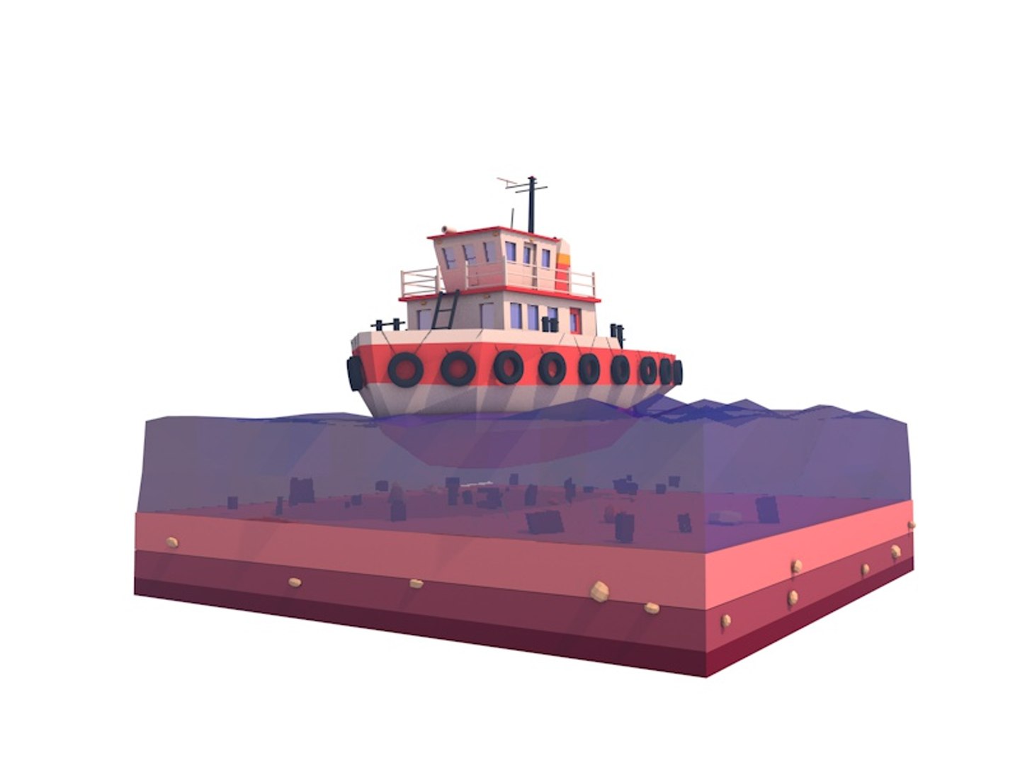 Free 3D Cartoon Tugboat Illustration - TurboSquid 1403550