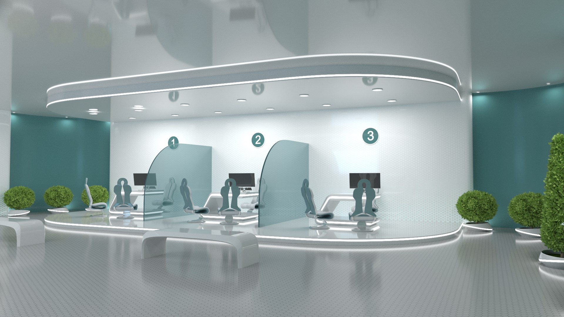 Futuristic Bank Interior 3D Model - TurboSquid 2133991