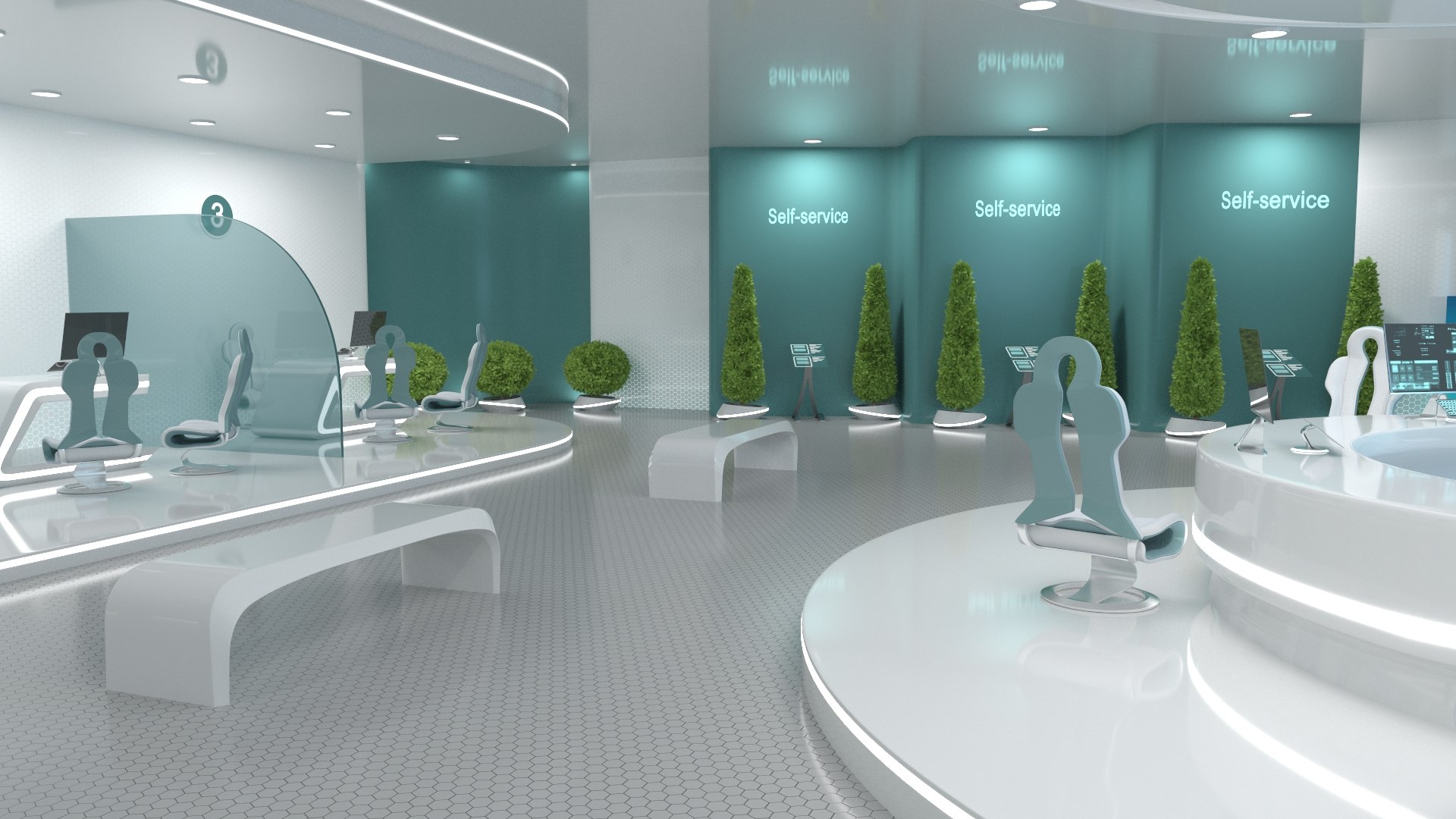 Futuristic Bank Interior 3D Model - TurboSquid 2133991