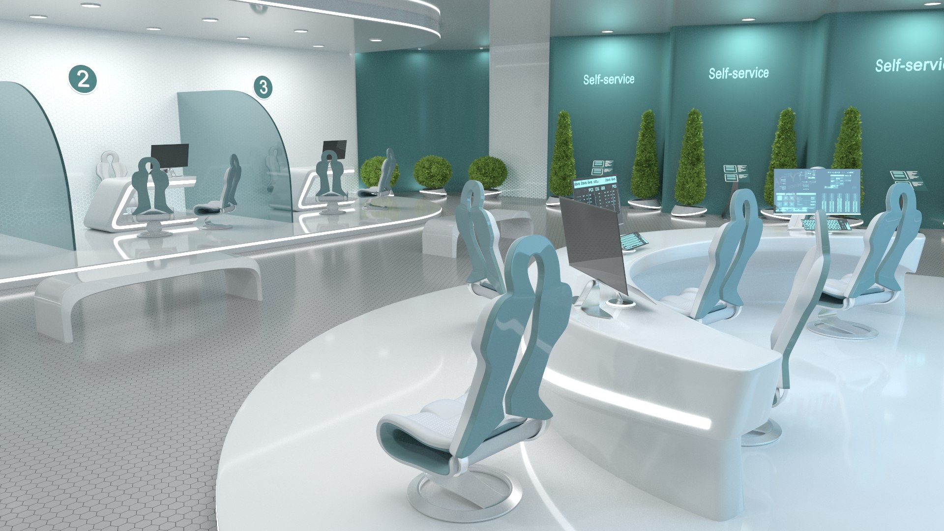 Futuristic Bank Interior 3D Model - TurboSquid 2133991