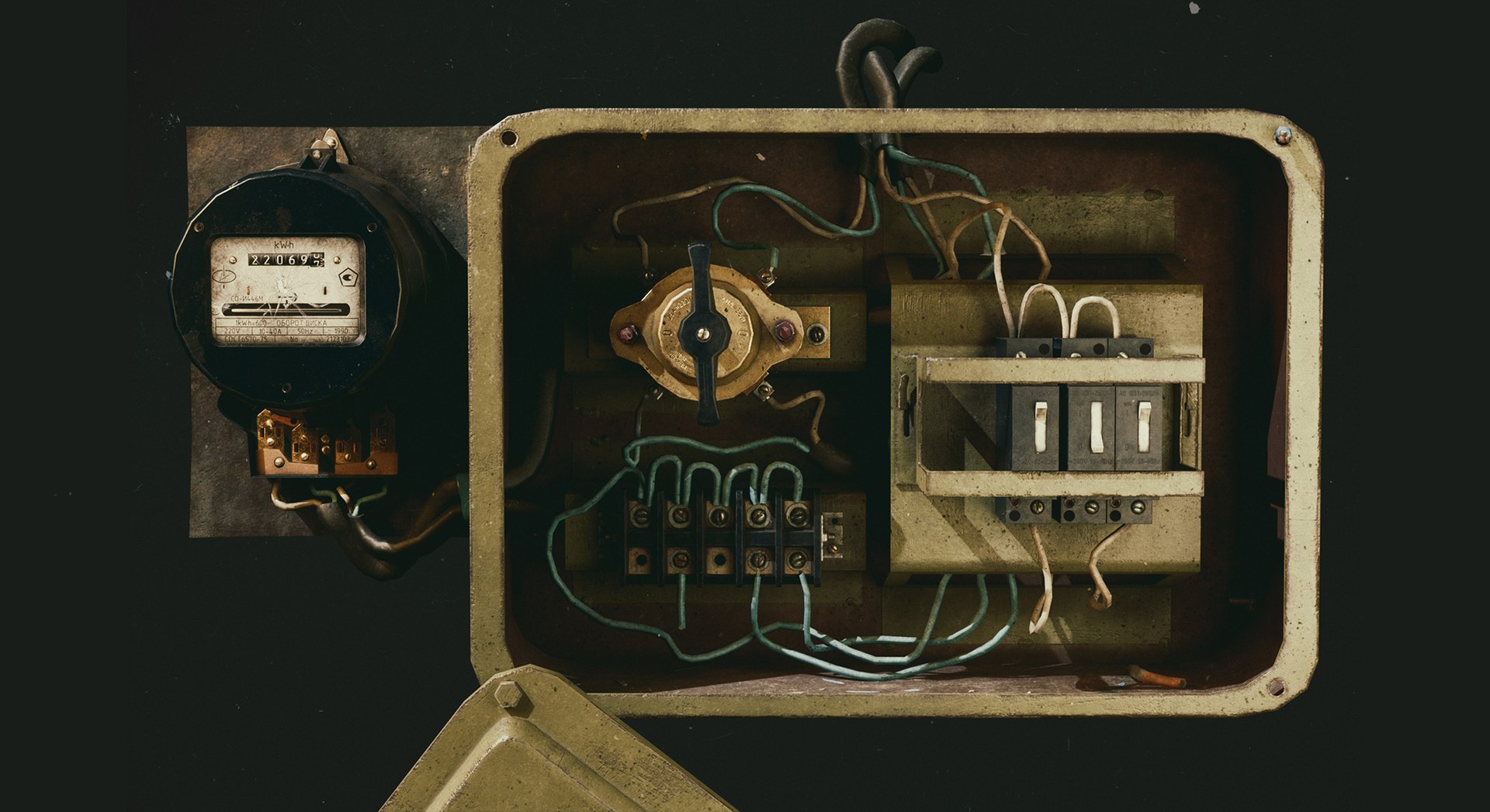 Switchboard Electric board Electricity meter Low-poly 3D model ...