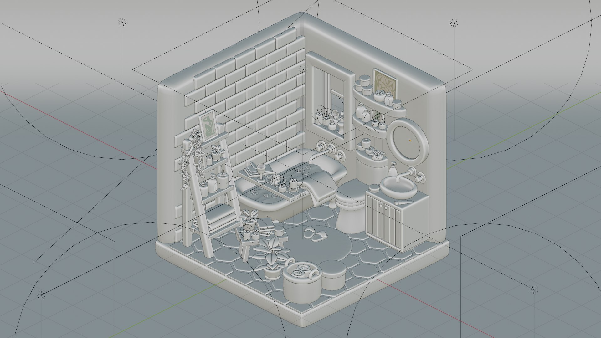 Isometric Bathroom Design For Unity Low-poly Model - TurboSquid 1998417