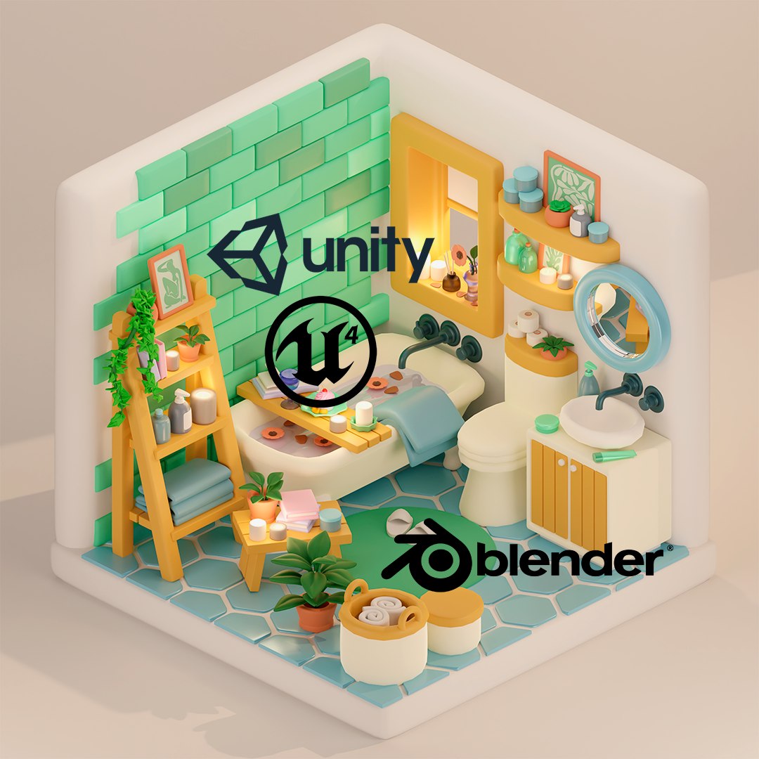 Isometric Bathroom Design For Unity Low-poly Model - TurboSquid 1998417