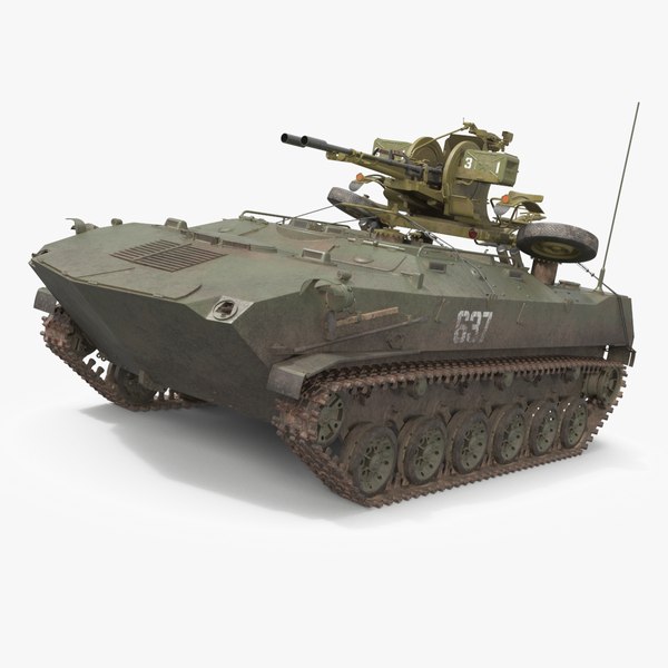 BTR-ZD z armatą przeciwlotniczą ZU-23-2, kolor zielony Model 3D ...