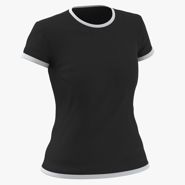 Female Crew Neck Worn White and Black 02 3D model - TurboSquid 1731246
