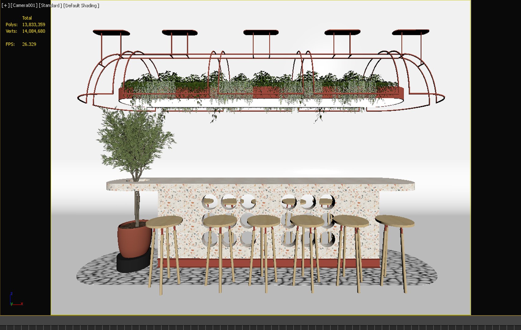 Restaurant Central Island Bar Counter Plant Climbing Vines Potted ...