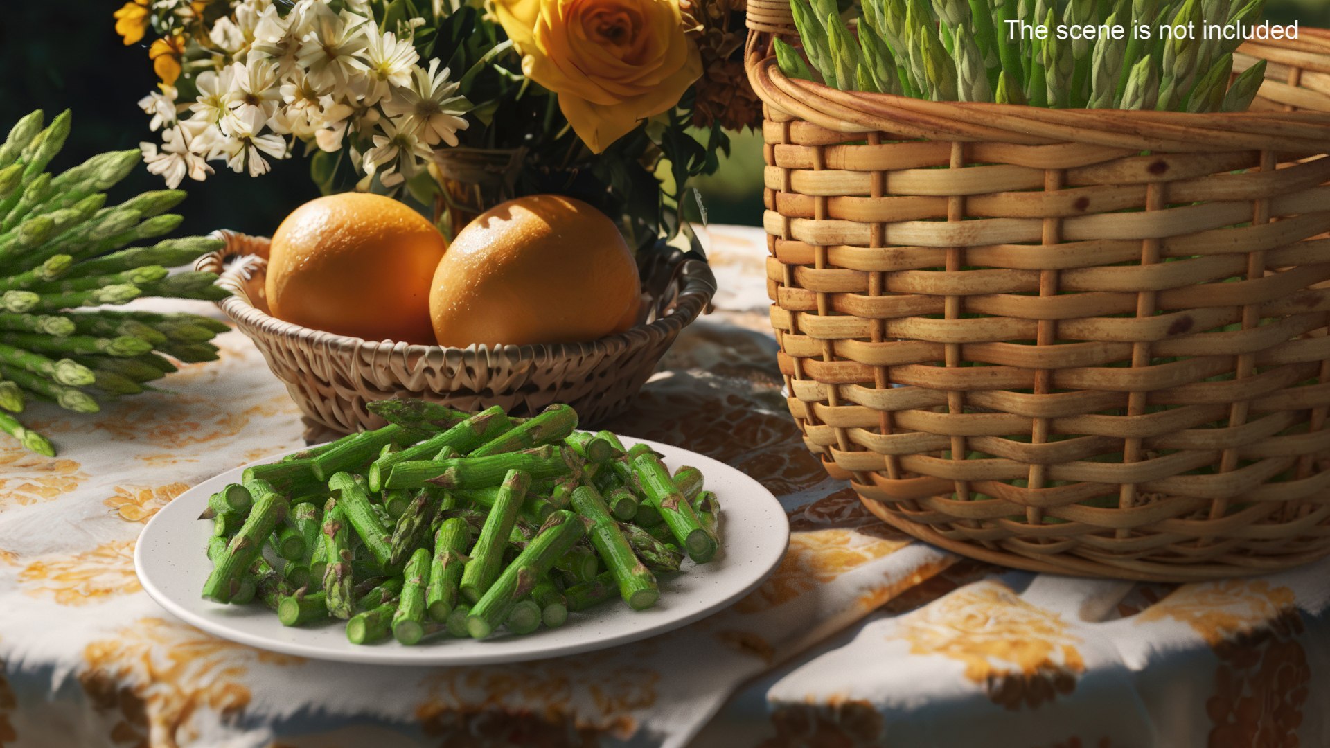 3D Cooked Green Asparagus Cut Into Pieces Model - TurboSquid 2430784