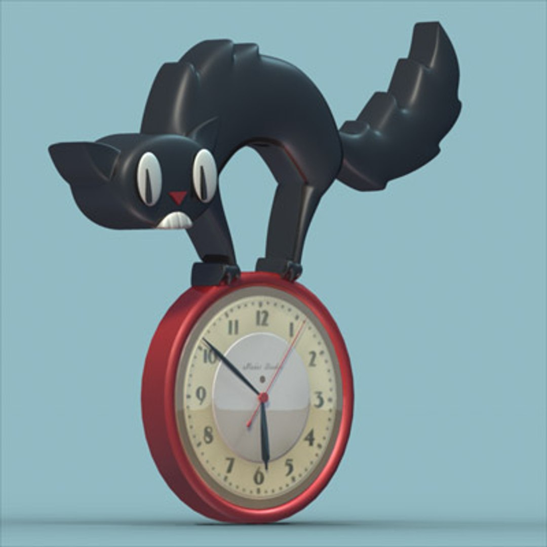 3d cat clock