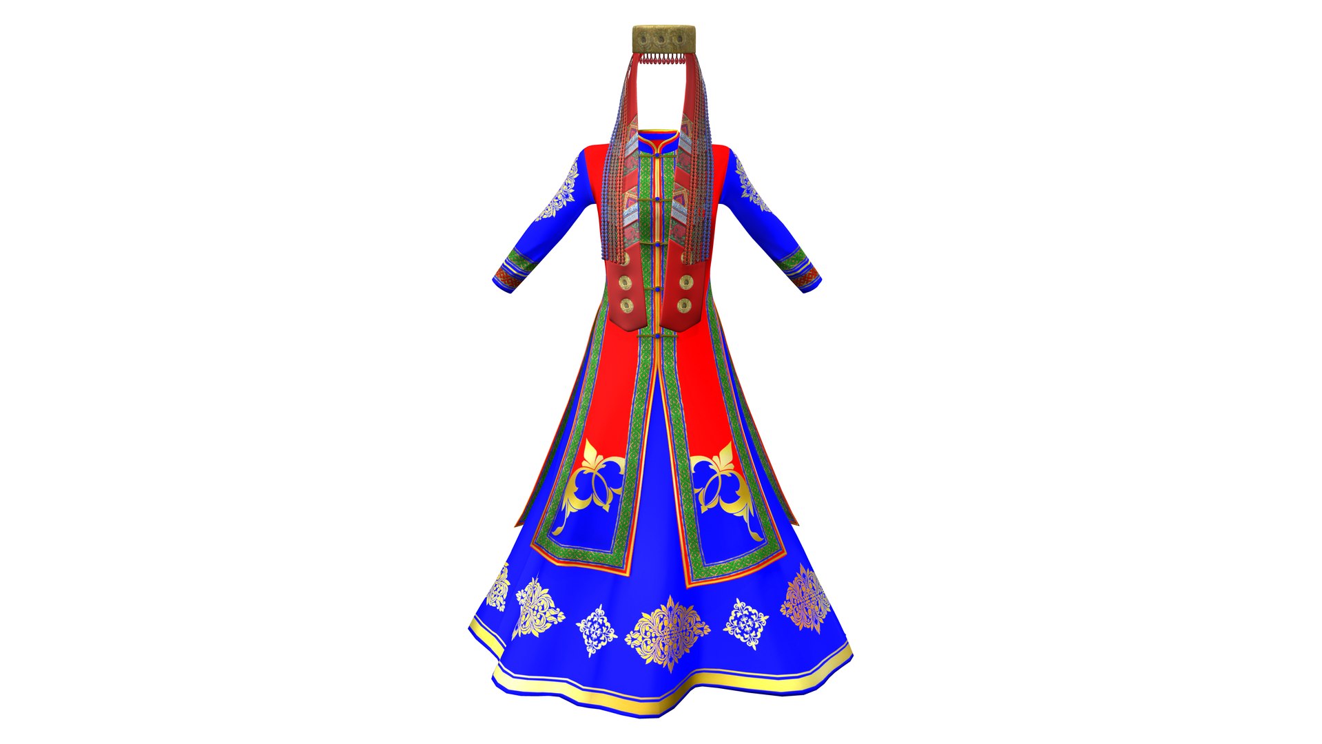 Asian Traditional Costume Dress With Hat 3D Model - TurboSquid 1976106