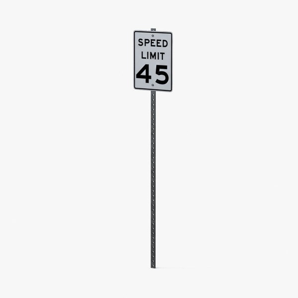 speed limit sign 45 3d model