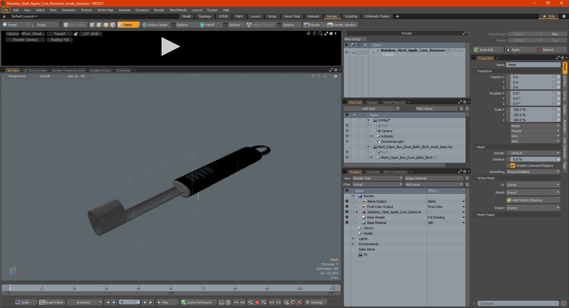 3D stainless steel apple core - TurboSquid 1681754