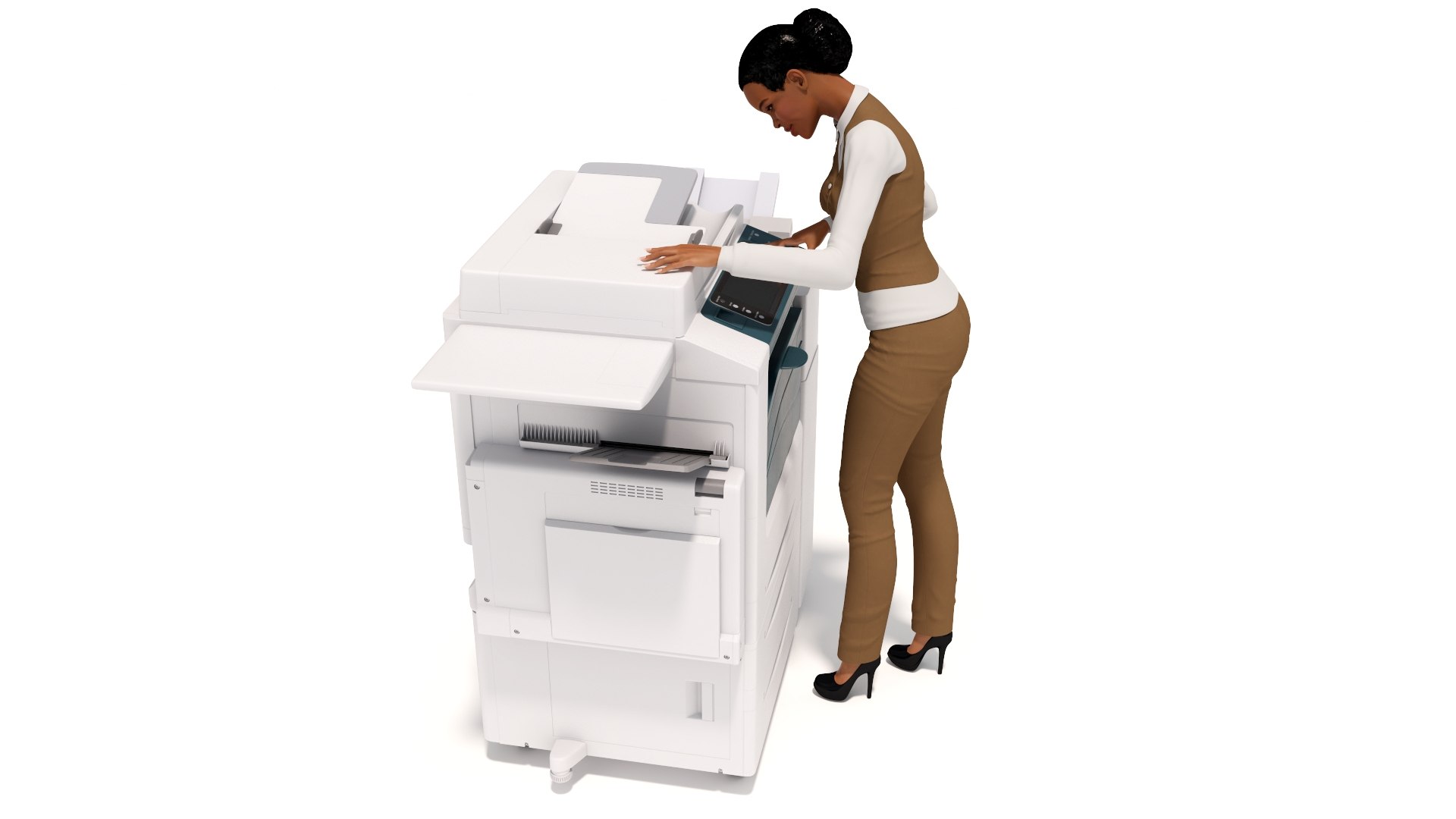 3D Office Photocopier Machine With Office Worker Model - TurboSquid 2319026