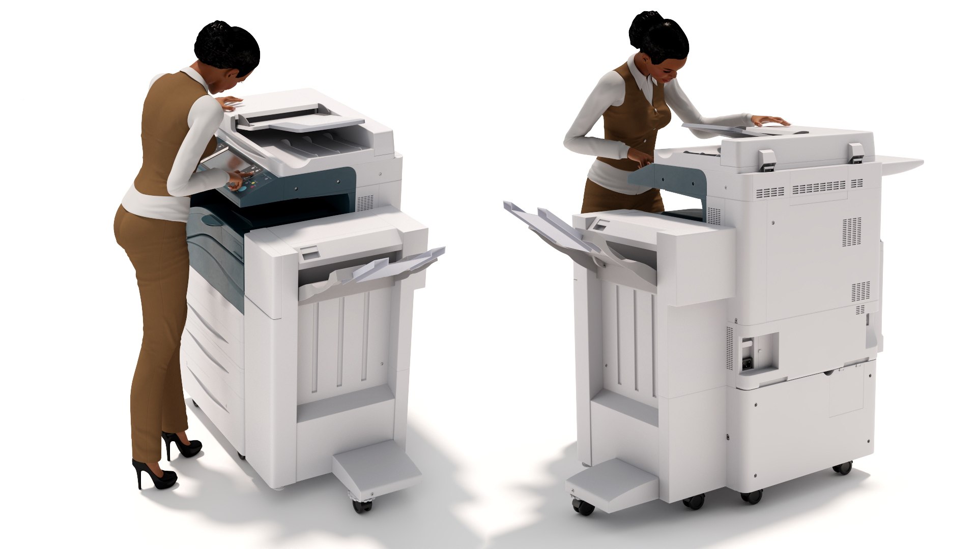 3D Office Photocopier Machine With Office Worker Model - TurboSquid 2319026