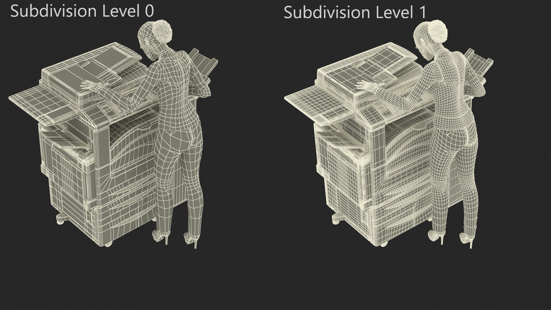 3D Office Photocopier Machine With Office Worker Model - TurboSquid 2319026
