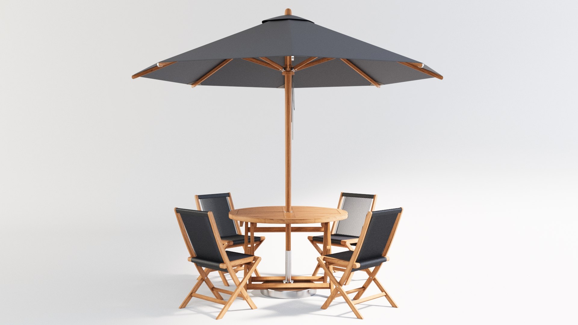 3D Dining Set With 4 Rope Chairs And Parasol Model - TurboSquid 2153139